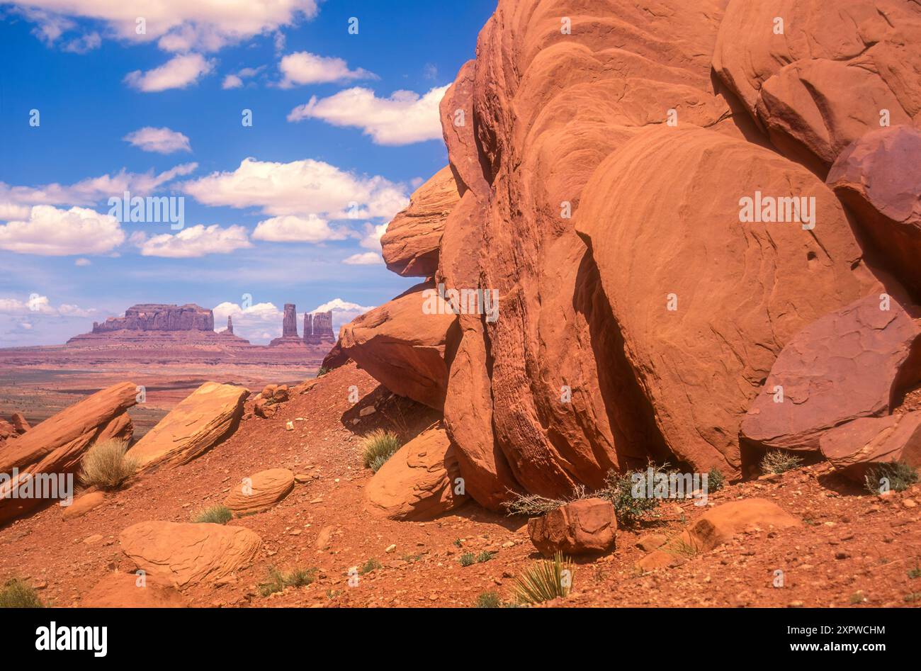 An Indian face profile can be seen facing the buttes of Monument Valley ...