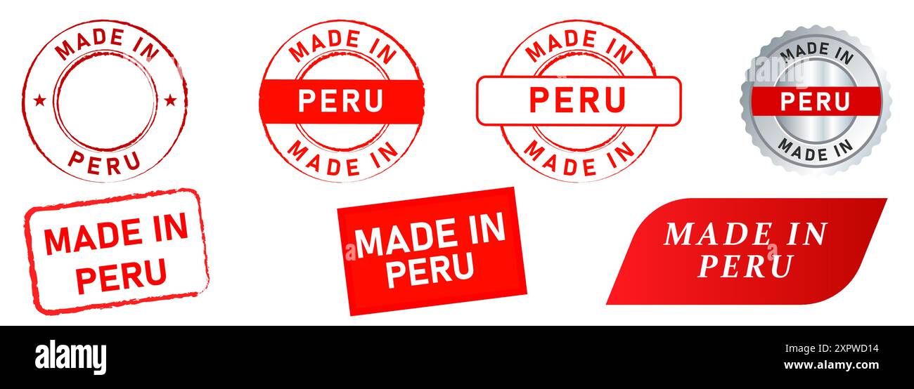 made in peru stamp logo shape collection grunge texture badge template ...