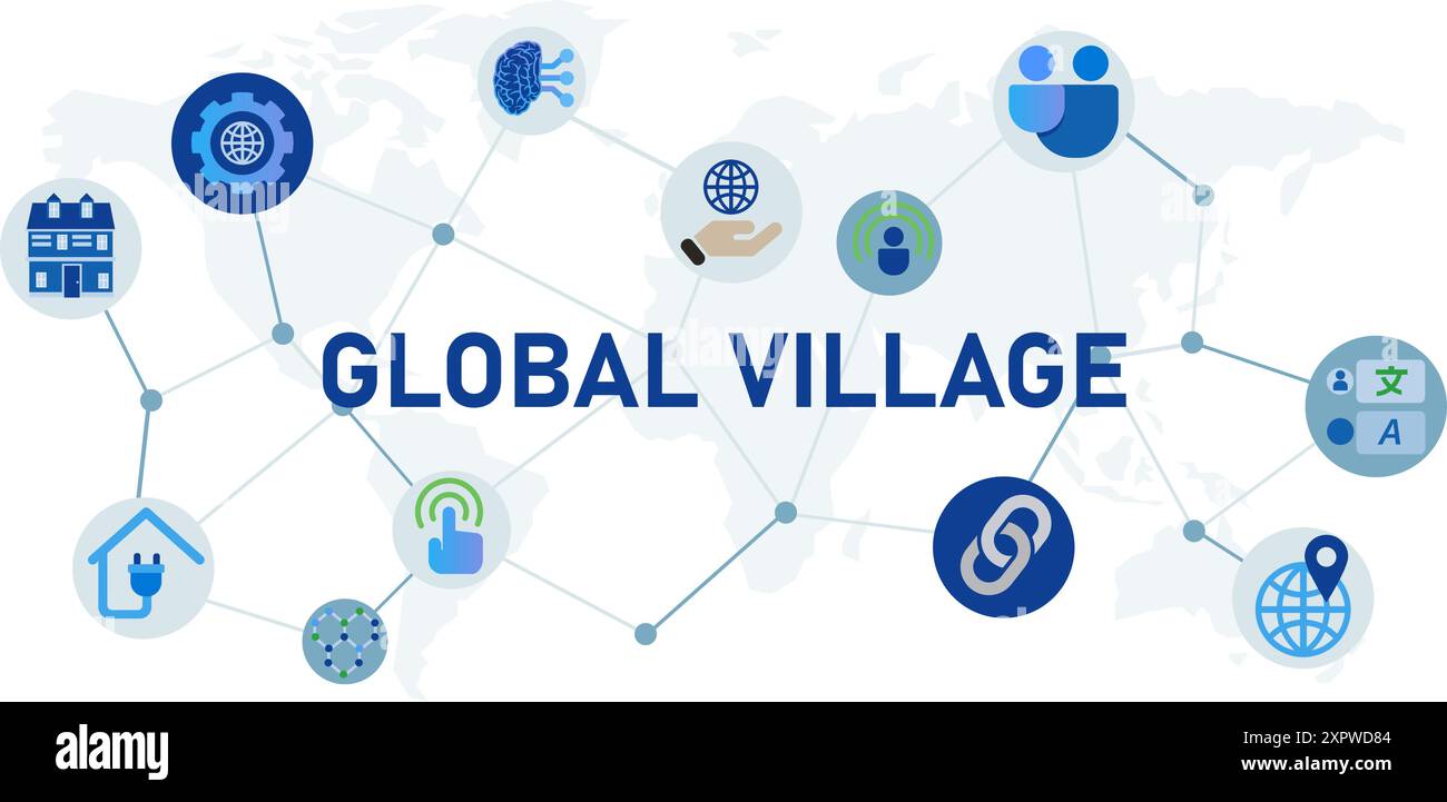 Global village global internet rural build connect world people ...