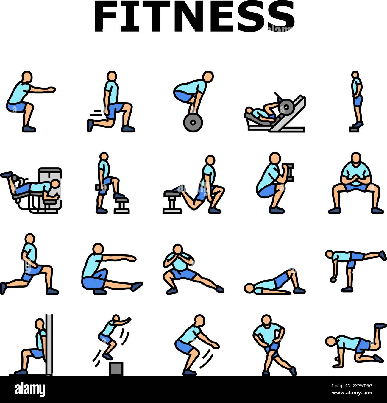 fitness exercises leg icons set vector Stock Vector Image & Art - Alamy