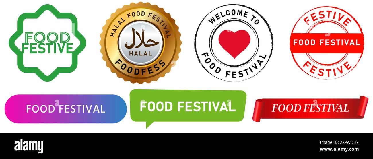food festive festival stamp collection icon design food stall booth ...