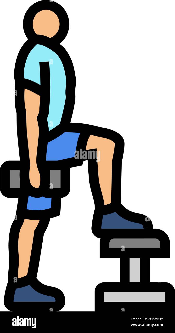 step ups fitness exercise leg color icon vector illustration Stock ...