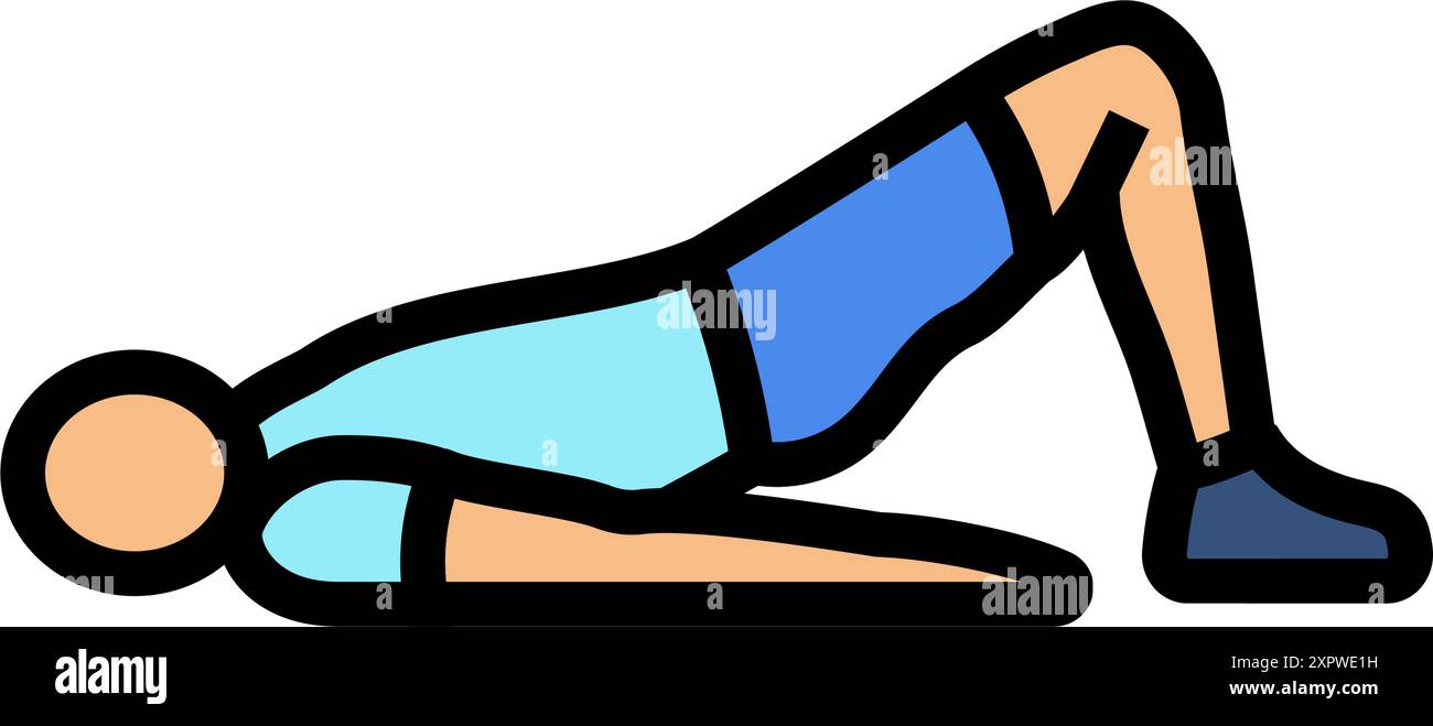 glute bridges fitness exercise leg color icon vector illustration Stock ...