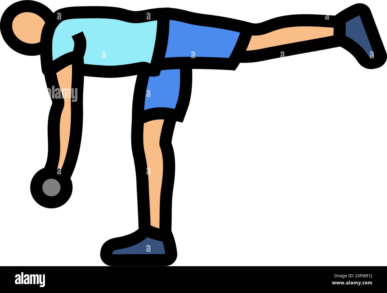 single leg deadlifts fitness exercise color icon vector illustration ...