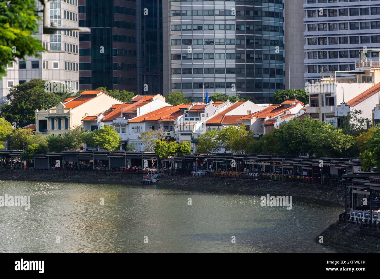 Aug 2024. Downtown view of Boat Quay shophouses along a stretch of ...