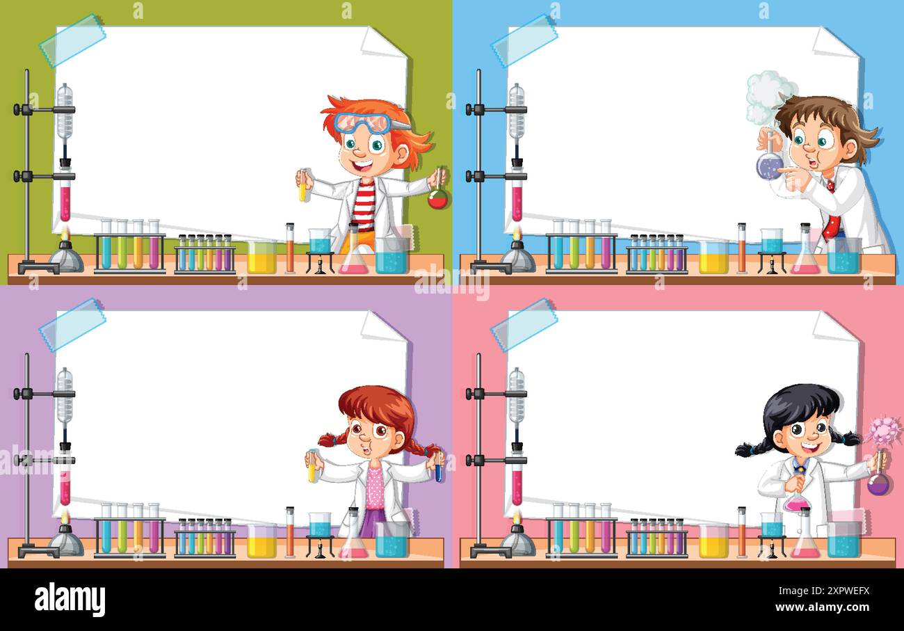 Children conducting experiments in a science lab Stock Vector Image ...