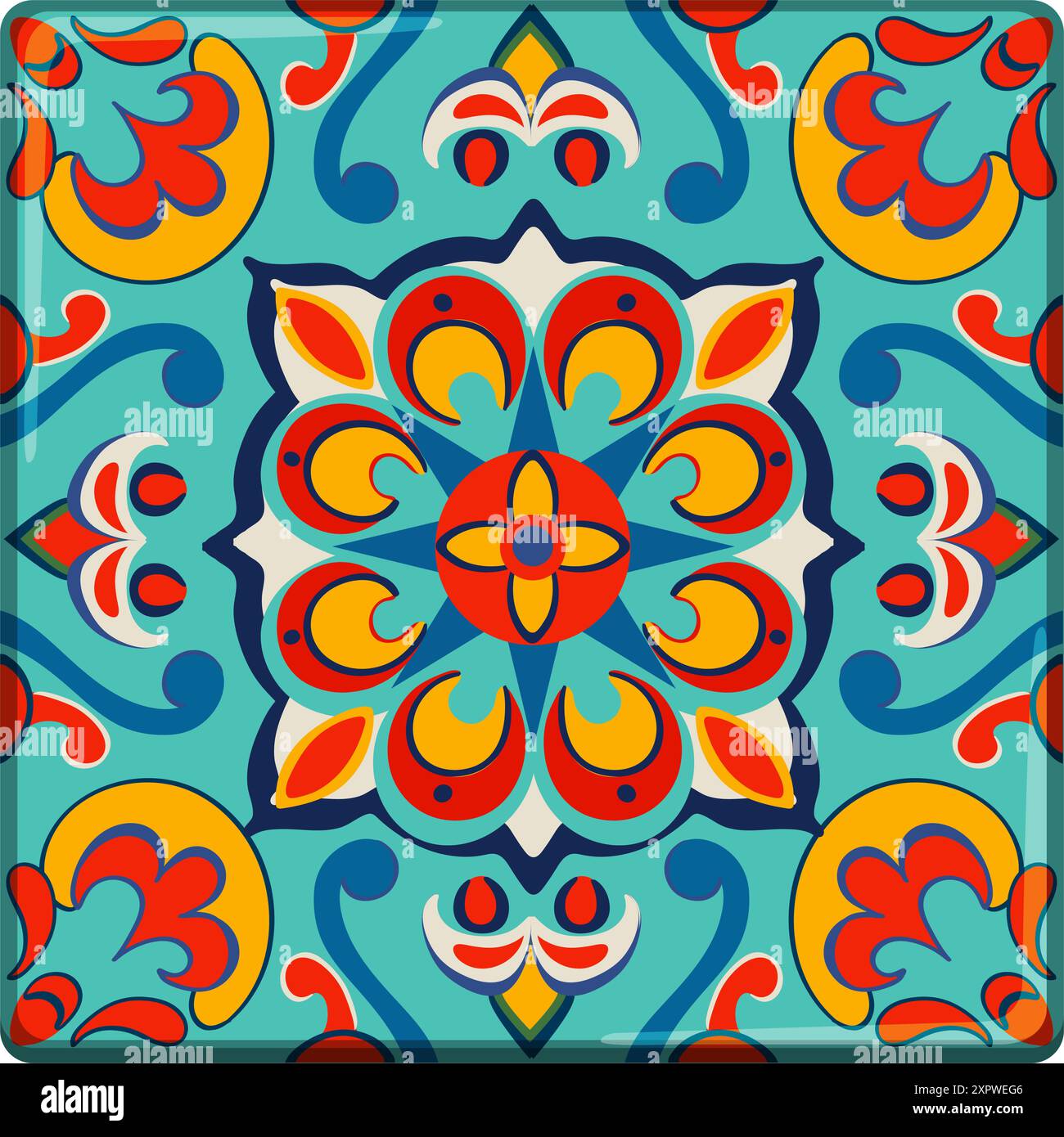 Vibrant traditional Mexican tile design illustration Stock Vector Image ...