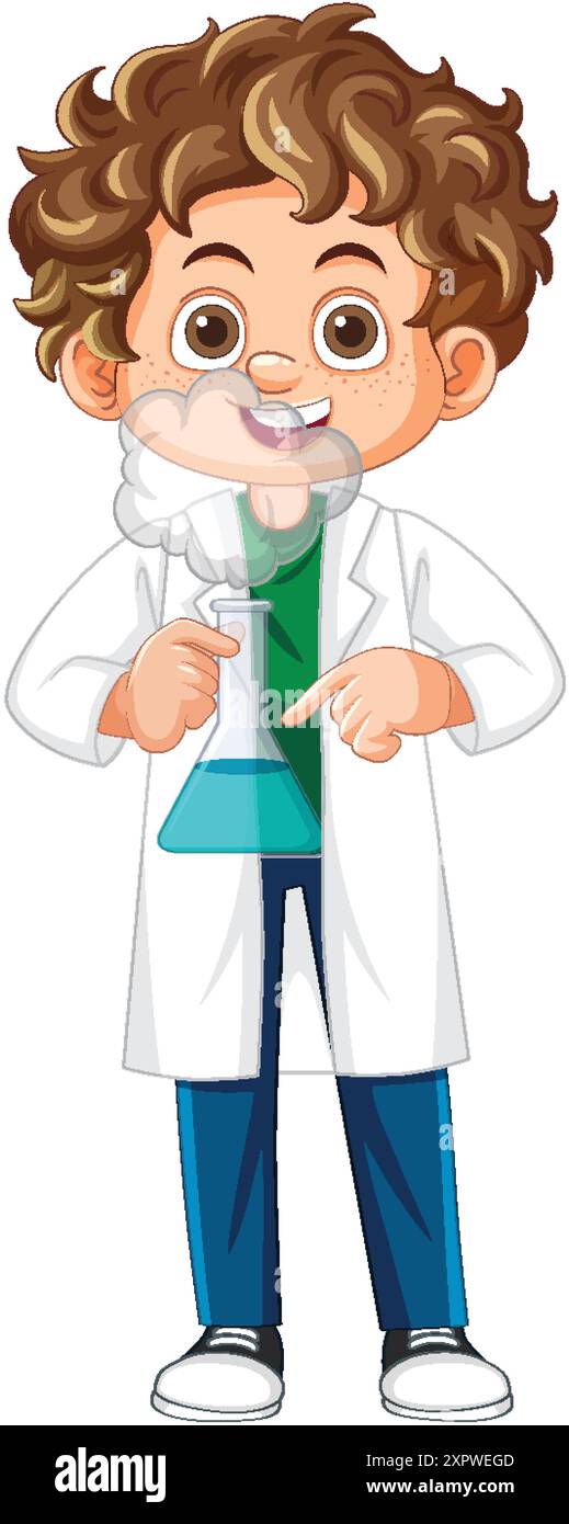 Cartoon boy holding a laboratory beaker Stock Vector Image & Art - Alamy