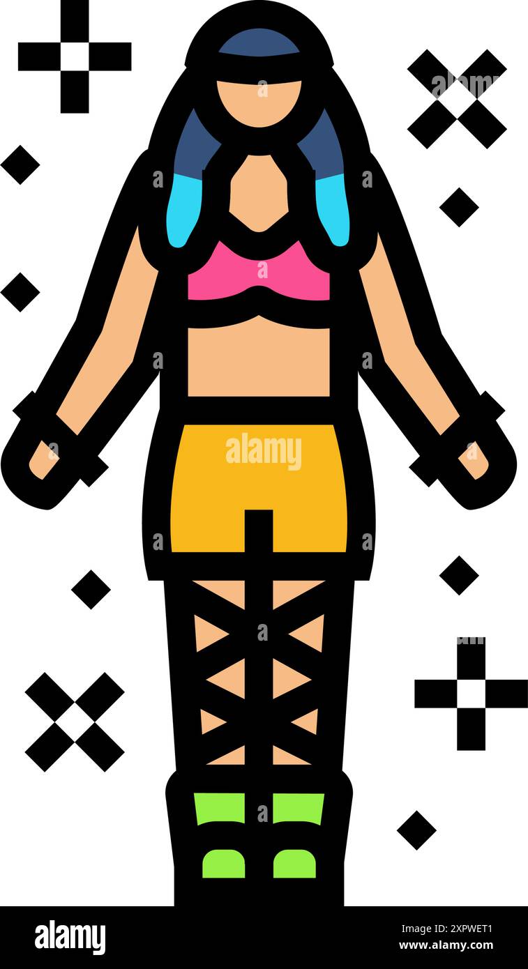 rave woman retro color icon vector illustration Stock Vector Image ...