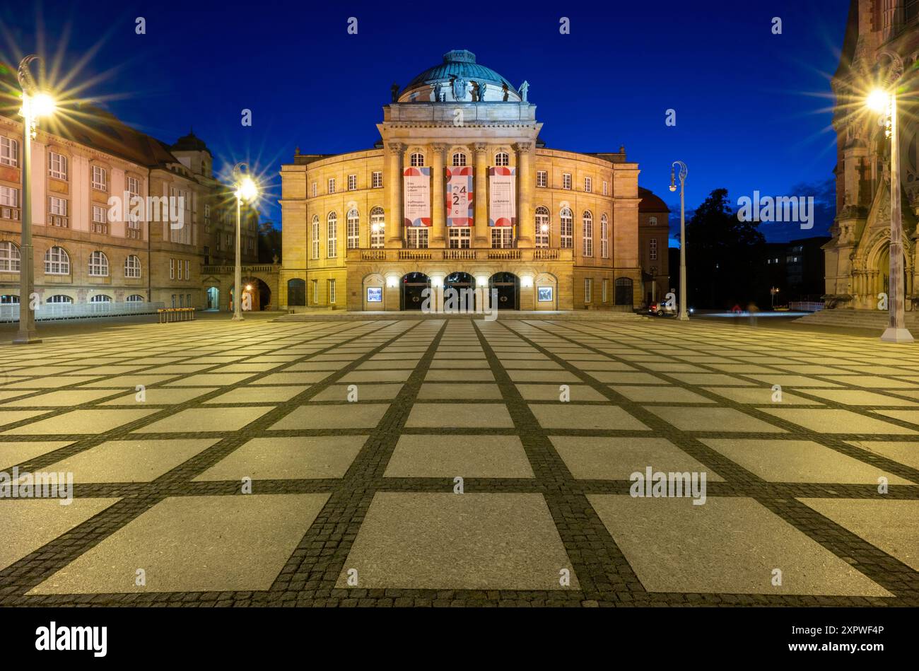 Chemnitz, Germany. 05th Aug, 2024. The opera house dominates the ...