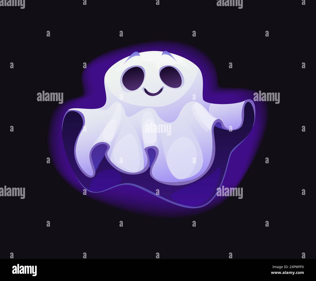 Cartoon Halloween ghost character, scary spooky personage, horror evil ...