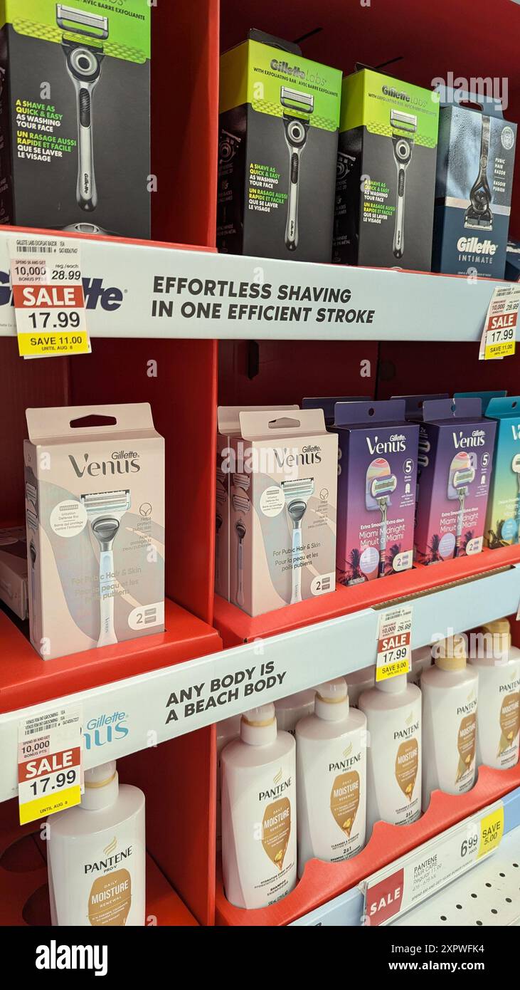 Close-up of Gillette Shave and body moisture corridor inside the ...