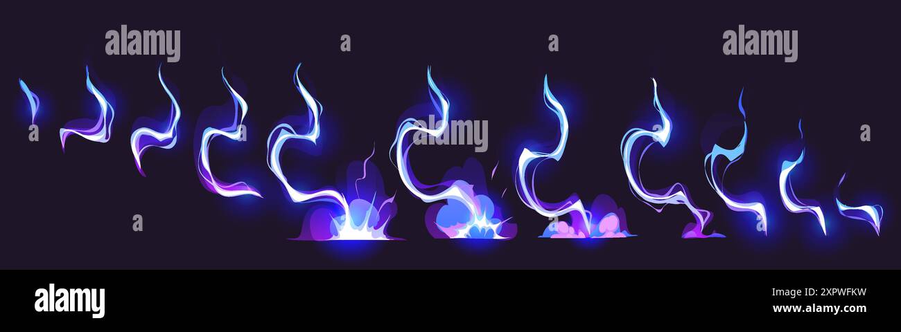 Thunder bolt blue strike, lightning game sprite fx effect animation ...