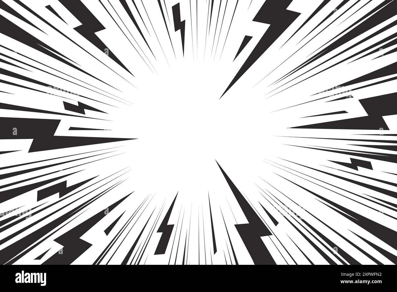 Comic cartoon background with lightning burst effect. Vector manga ...