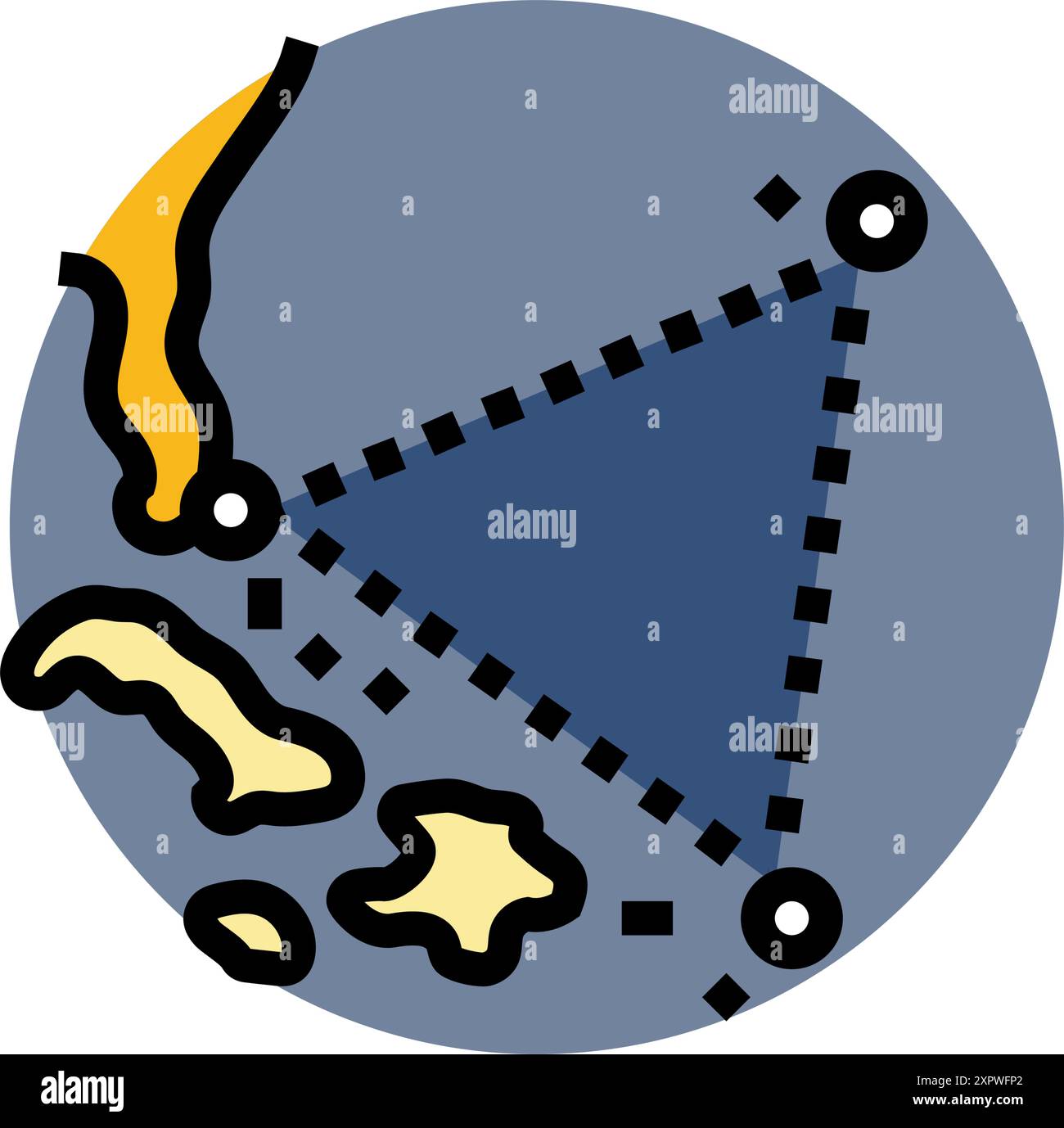 the bermuda triangle unsolved mystery color icon vector illustration ...