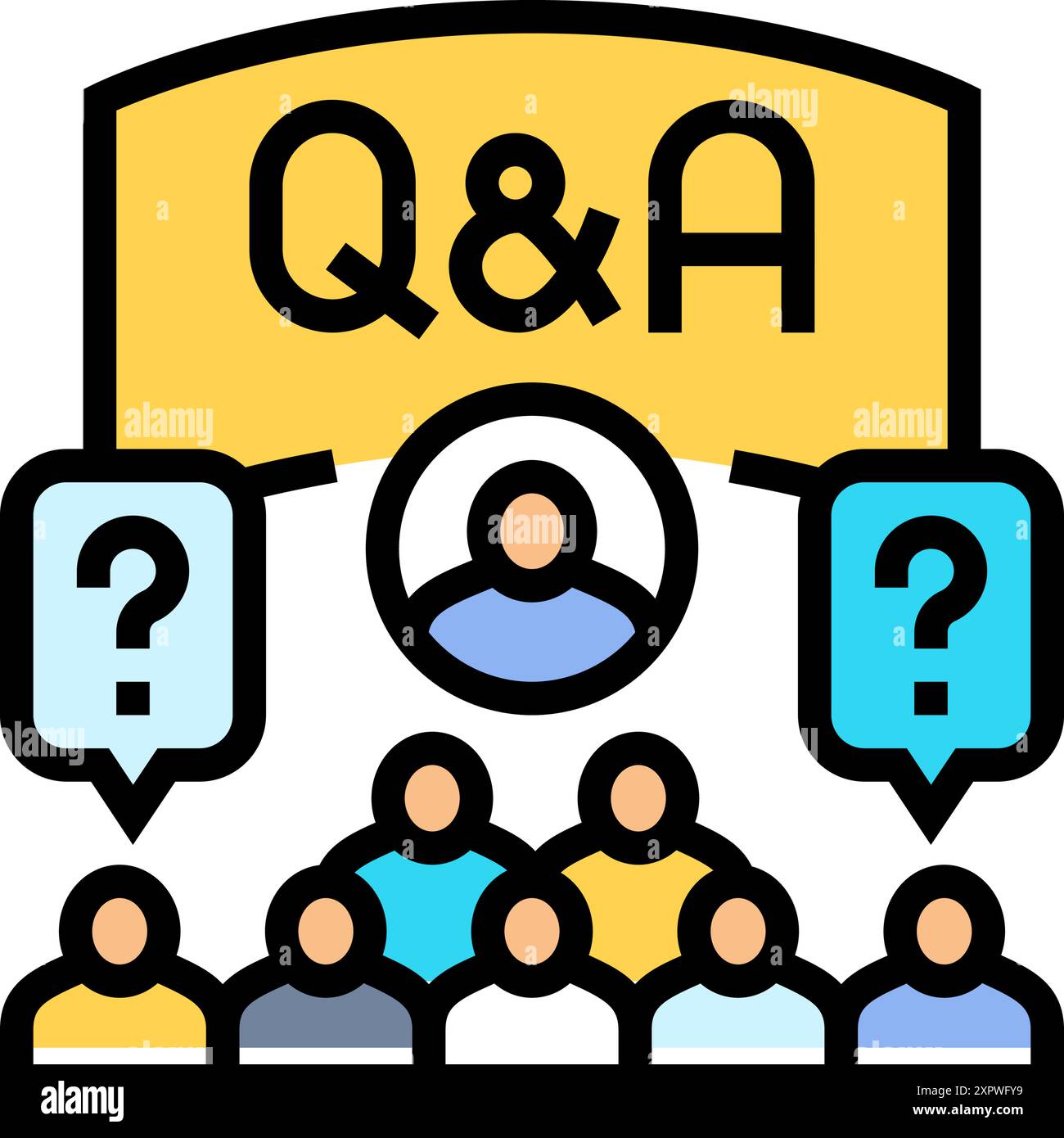 q&a session virtual conference color icon vector illustration Stock ...