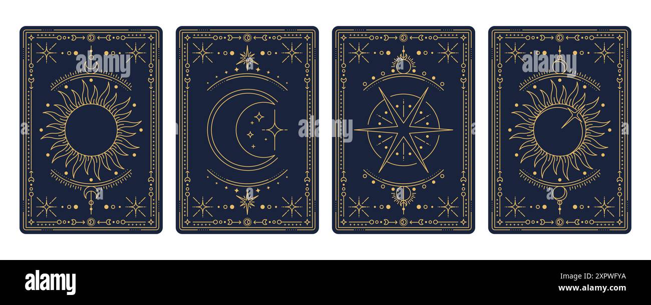 Tarot cards with magic occult and esoteric symbols and mystic signs ...