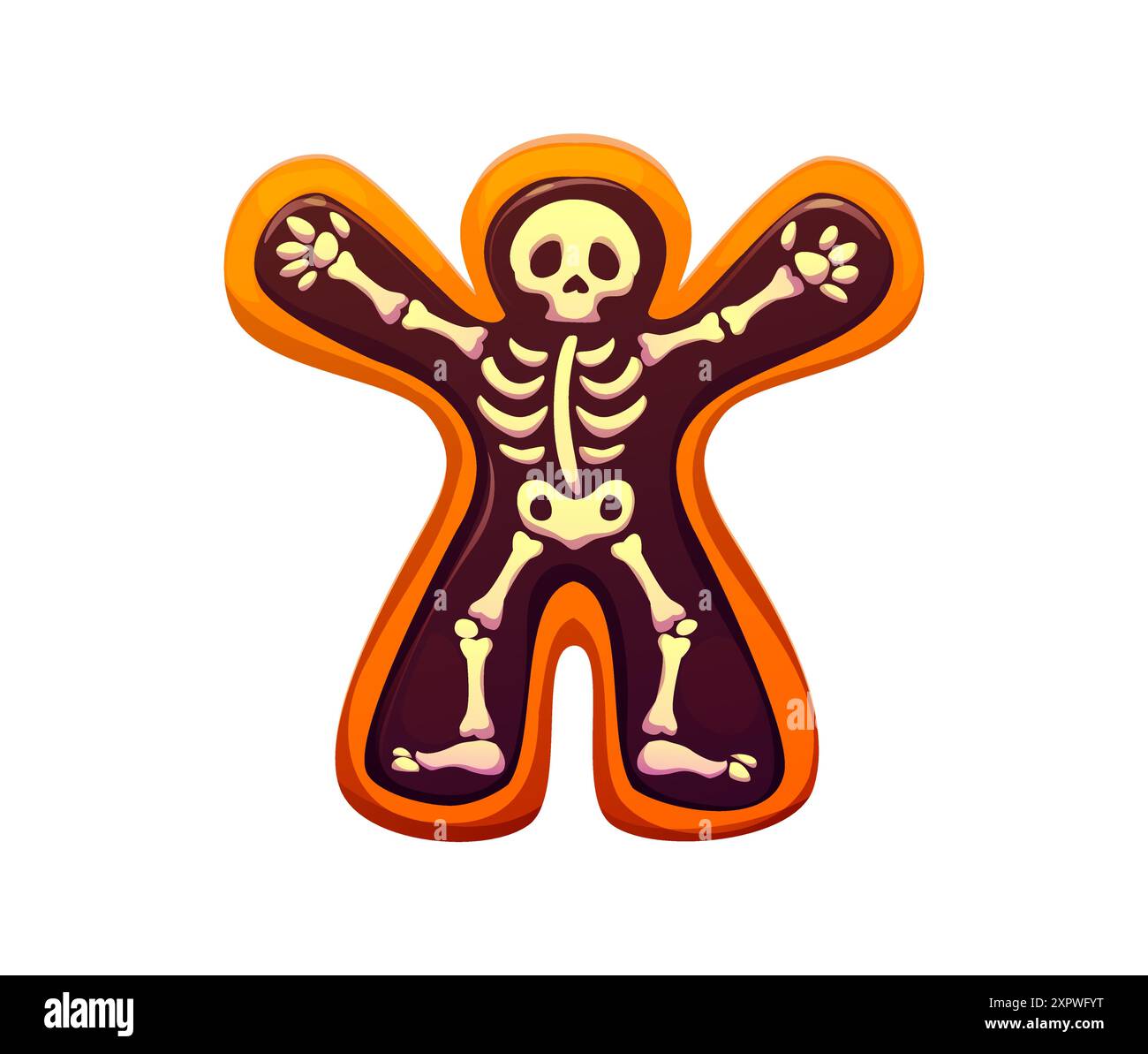 Cartoon Halloween holiday skeleton gingerbread cookie sweets and ...