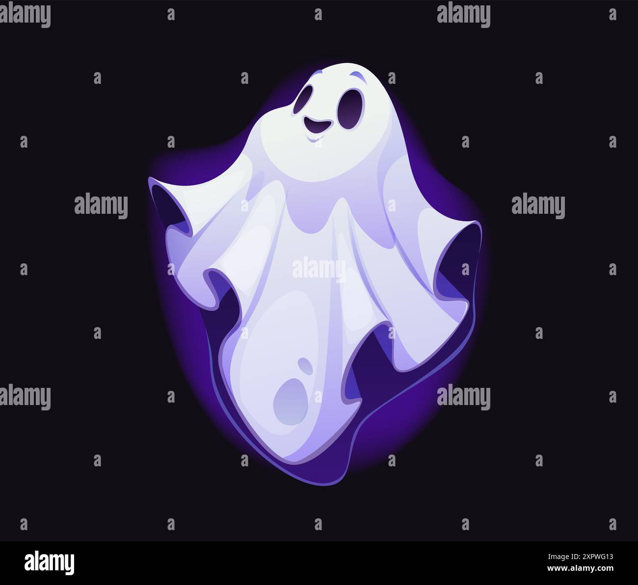 Cartoon Halloween ghost character, scary spooky personage, horror evil ...