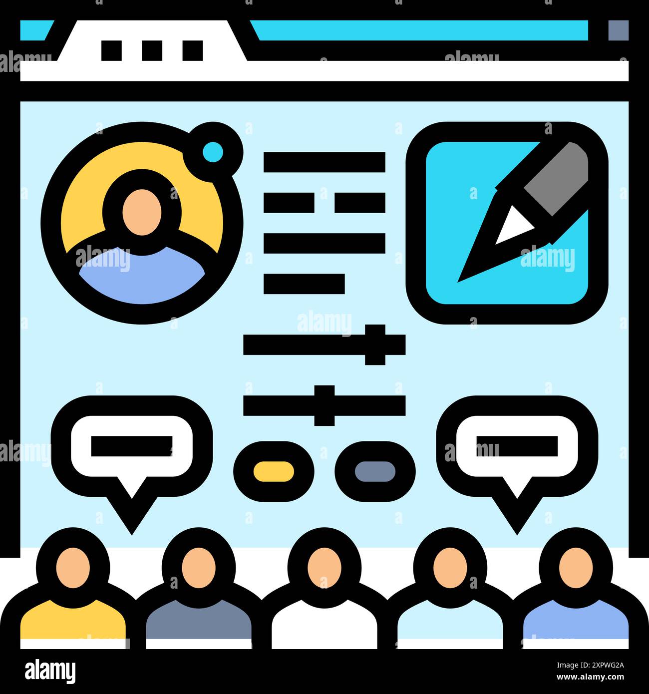 moderator control virtual conference color icon vector illustration ...