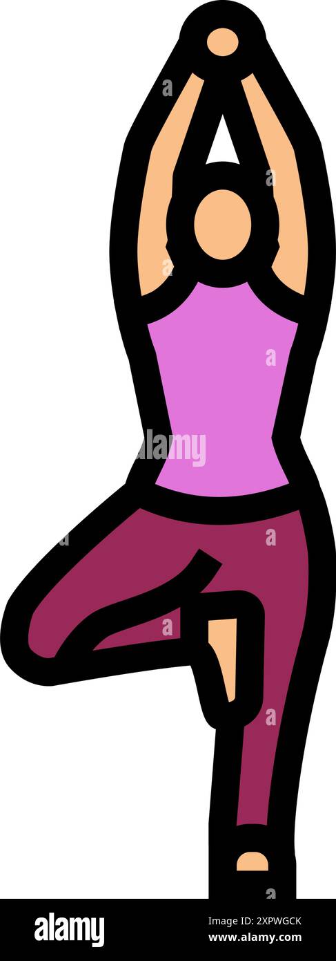 tree pose vrksasana yoga color icon vector illustration Stock Vector ...