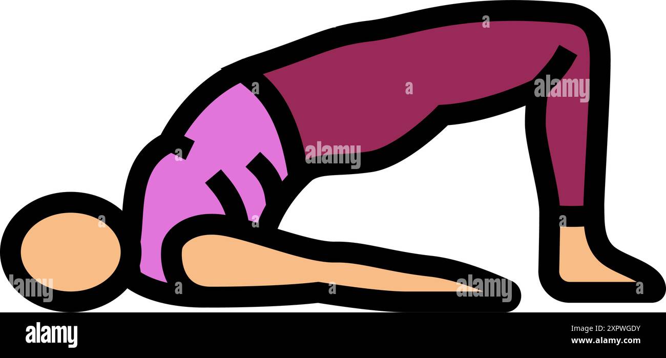 bridge pose setu bandhasana yoga color icon vector illustration Stock ...