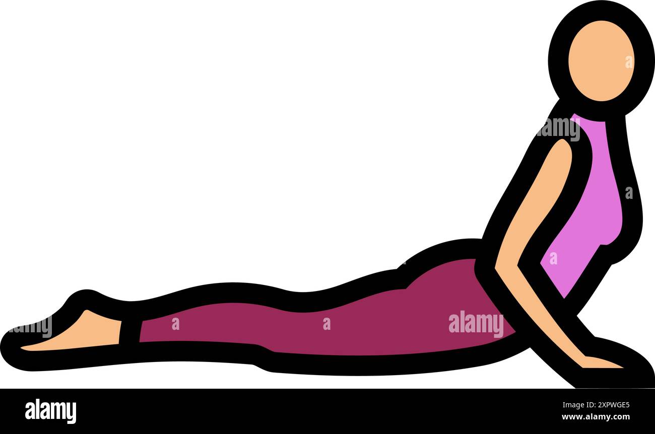 cobra pose bhujangasana yoga color icon vector illustration Stock ...
