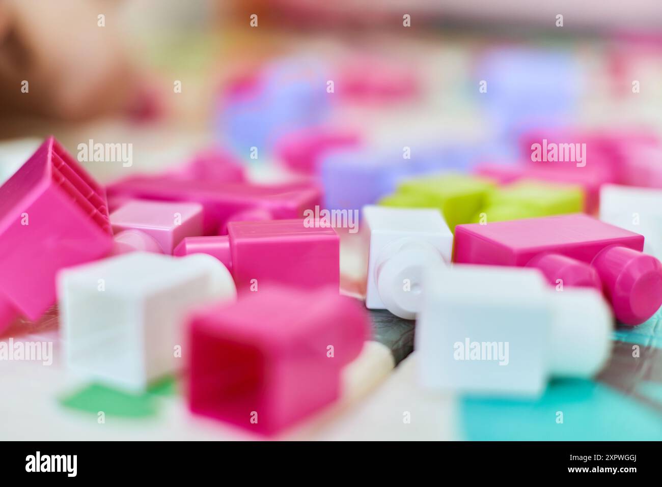 colorful plastic building toy blocks on the floor Stock Photo - Alamy