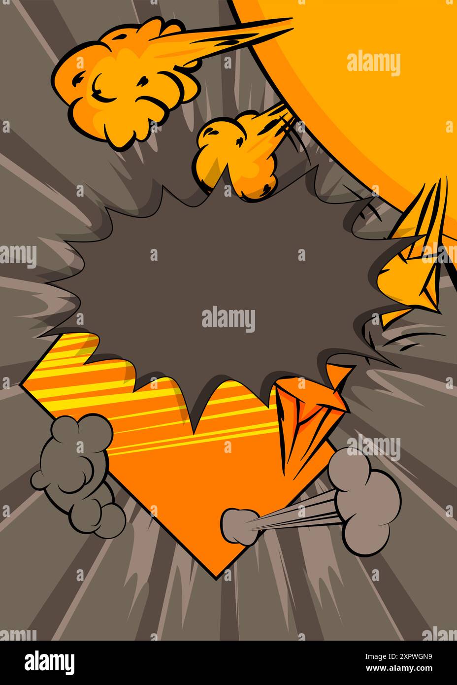 Cartoon background, comic book gray and yellow retro vector comics pop ...