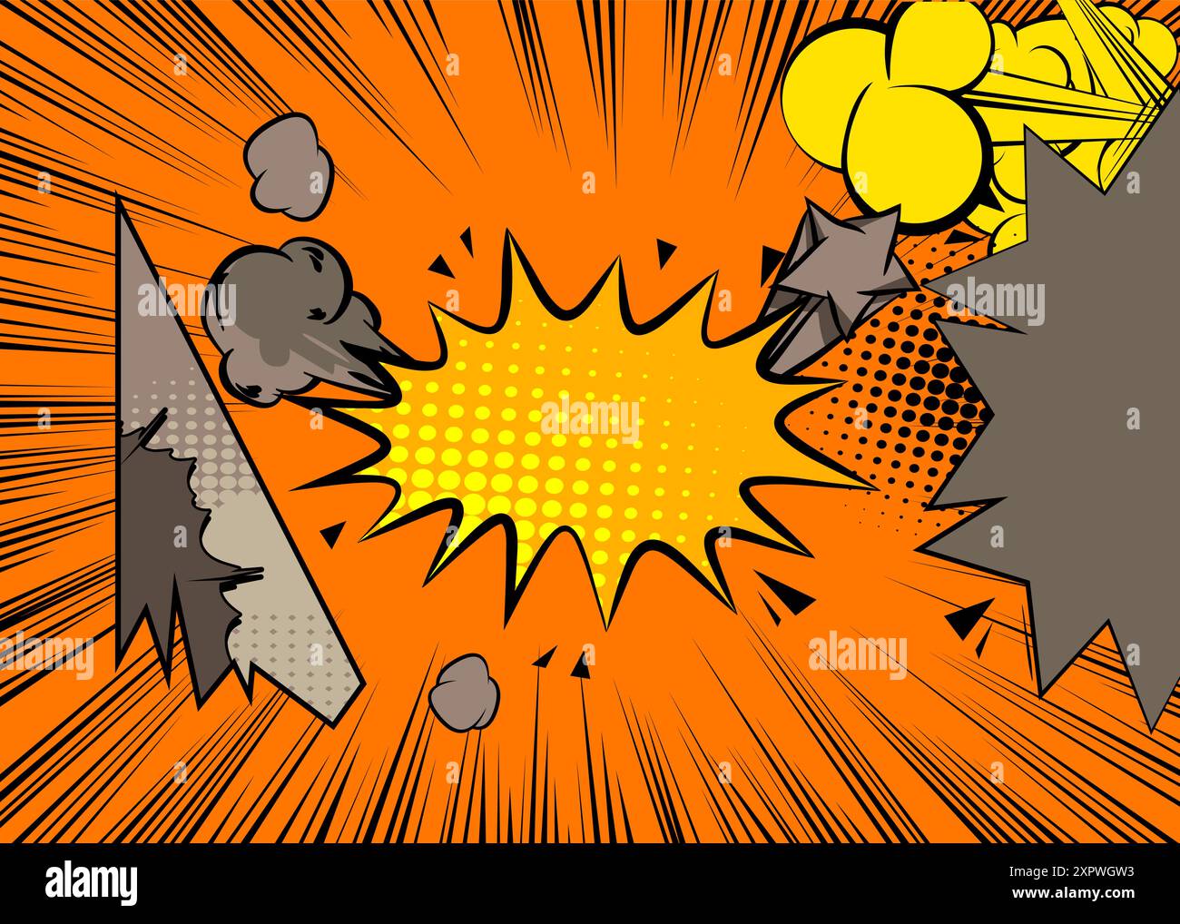 Cartoon background, comic book gray and yellow retro vector comics pop ...
