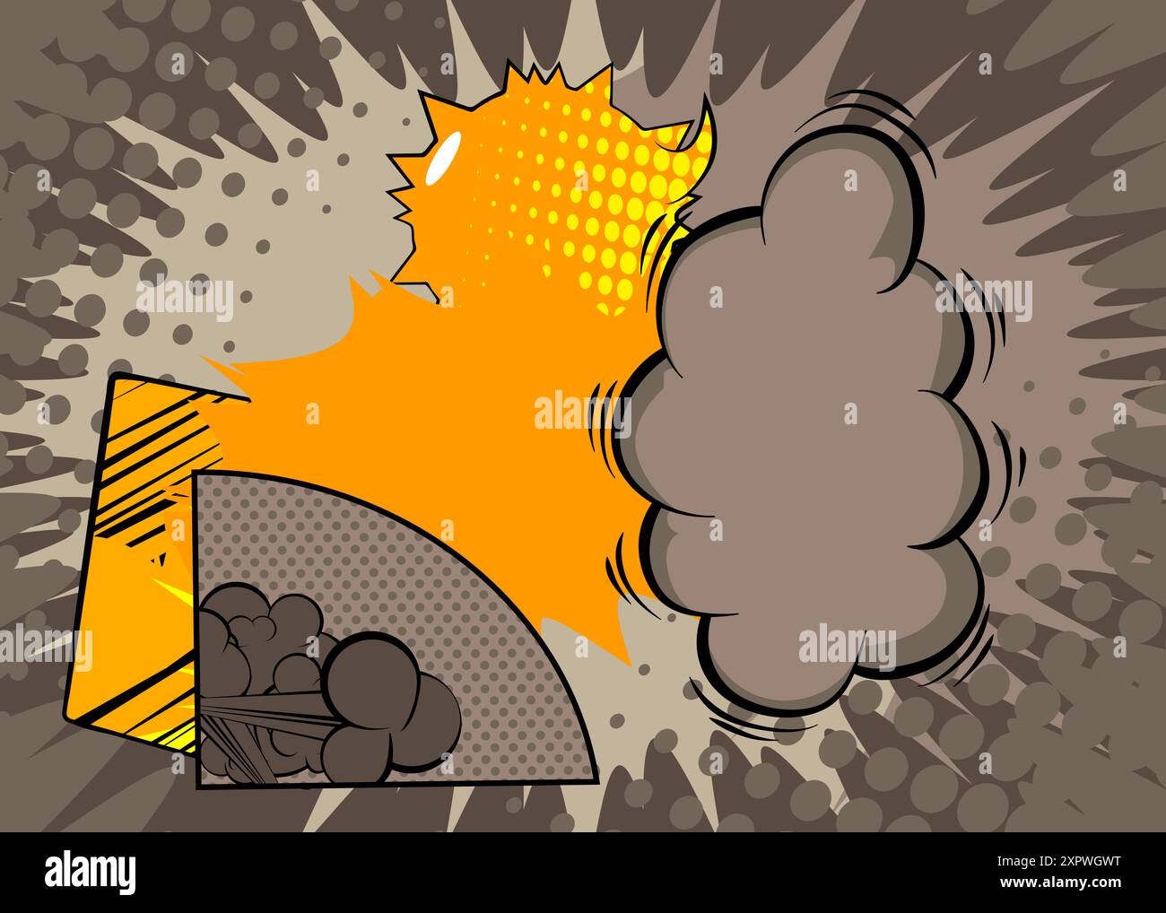 Cartoon background, comic book gray and yellow retro vector comics pop ...