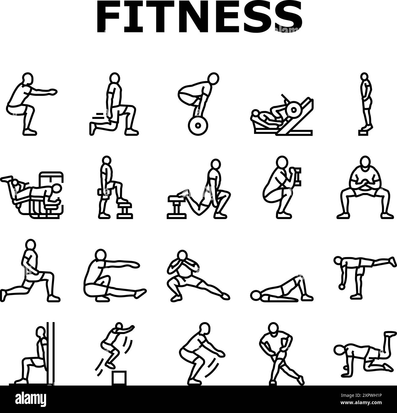 fitness exercises leg icons set vector Stock Vector Image & Art - Alamy