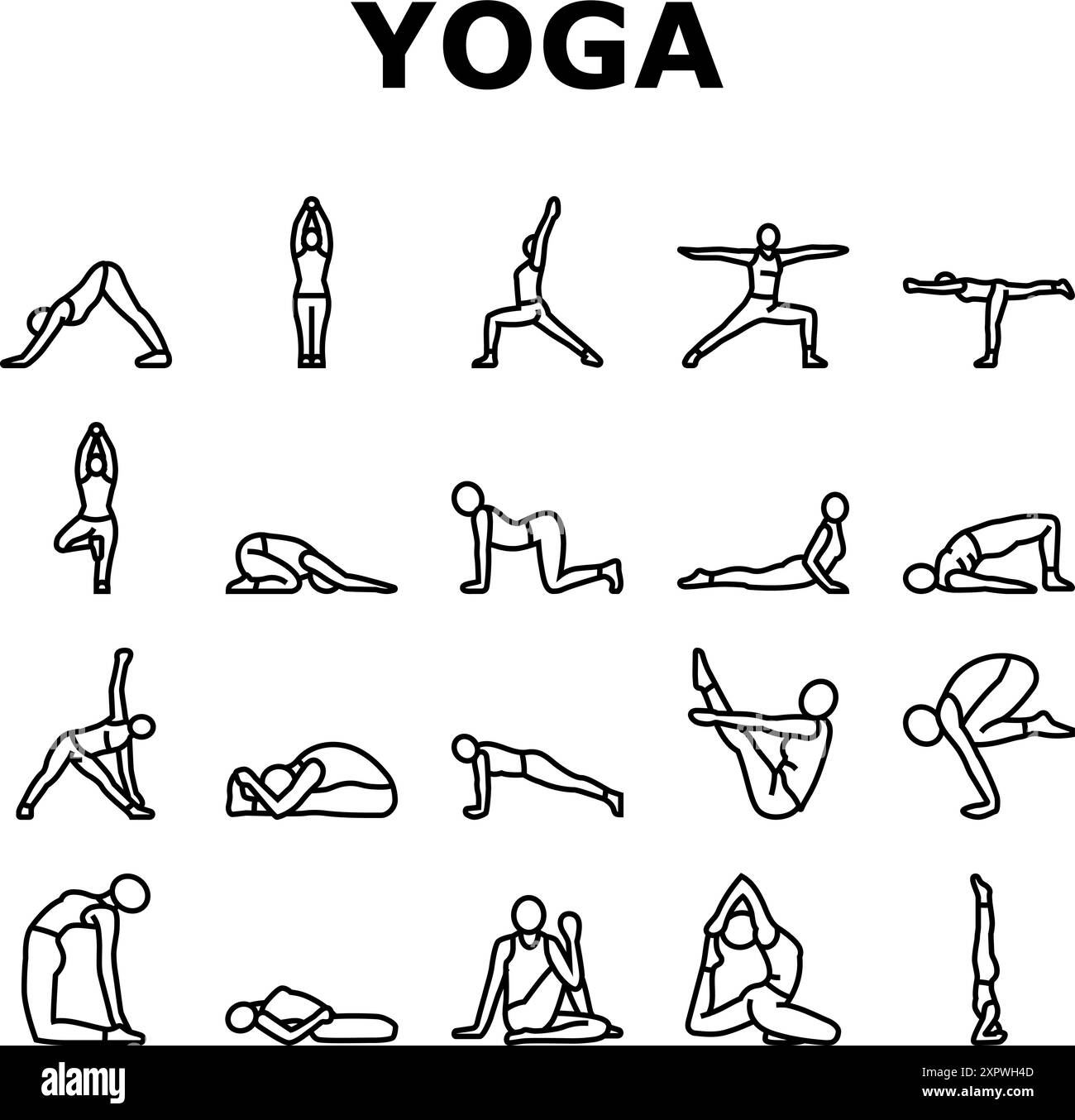 yoga exercises sport health icons set vector Stock Vector Image & Art ...