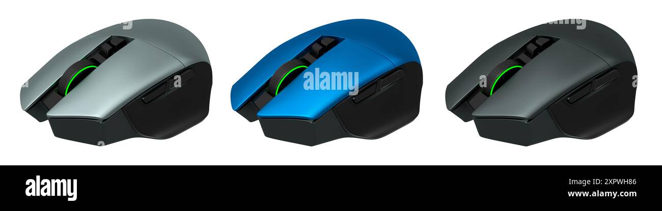 Set of wireless gaming computer mouse isolated on white background ...