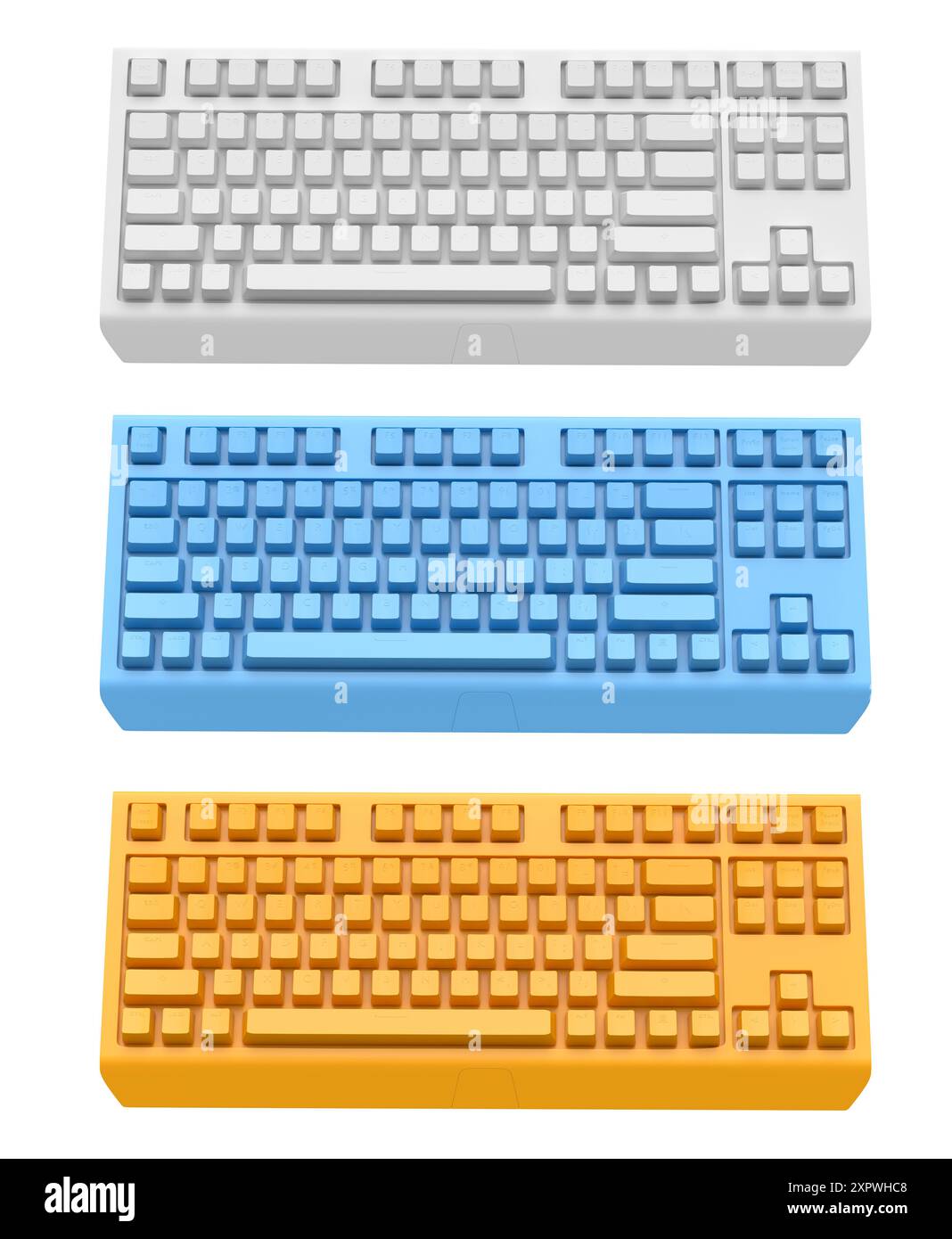 Collection of mechanical keyboards isolated on white background with ...