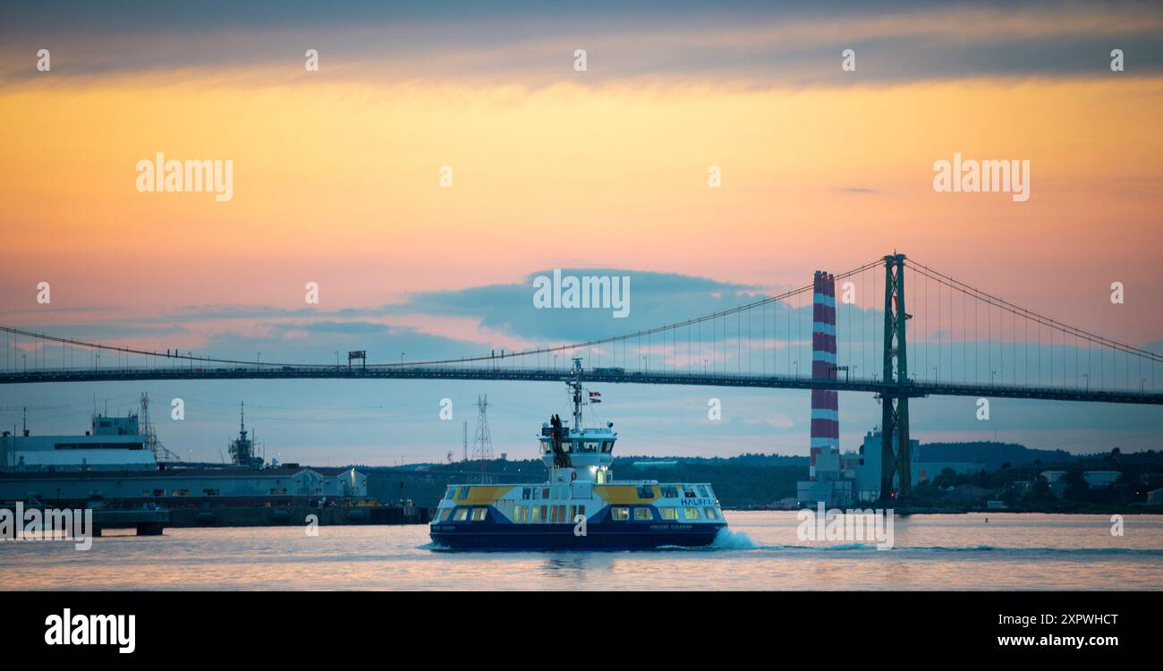 Evening passenger ferry, Halifax to Dartmouth, on Halifax Harbor in ...