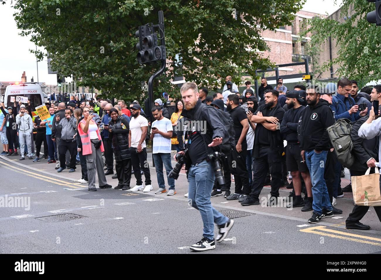 LONDON, ENGLAND: 3rd August 2024: A counter-protest Walthamstow has a ...