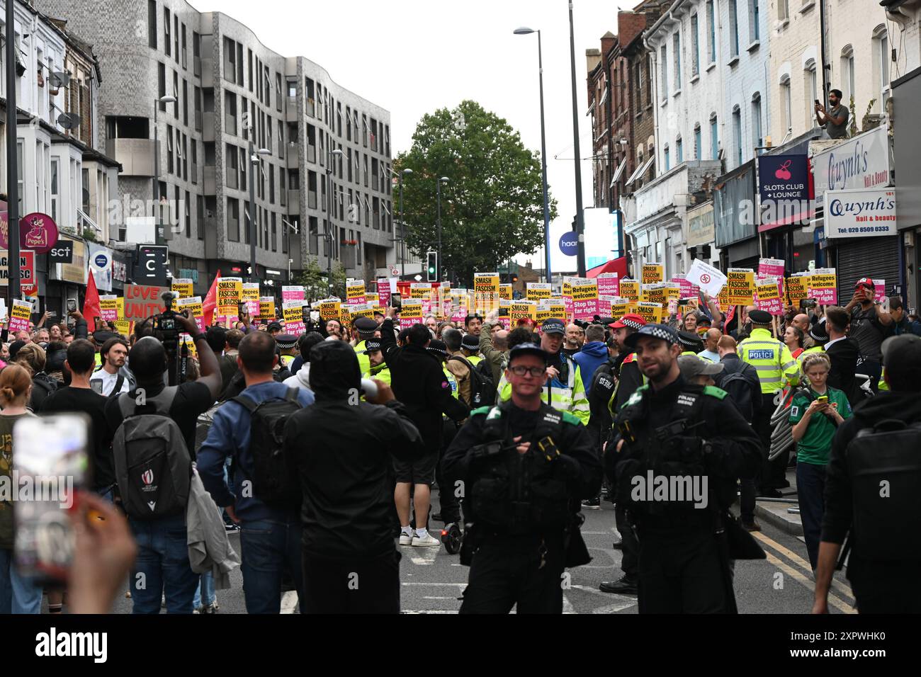 LONDON, ENGLAND: 3rd August 2024: Stand Up to Racism counter-protest ...