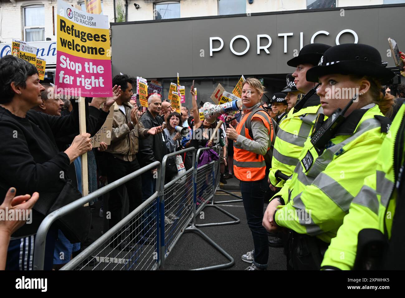 LONDON, ENGLAND: 3rd August 2024: Stand Up to Racism counter-protest ...