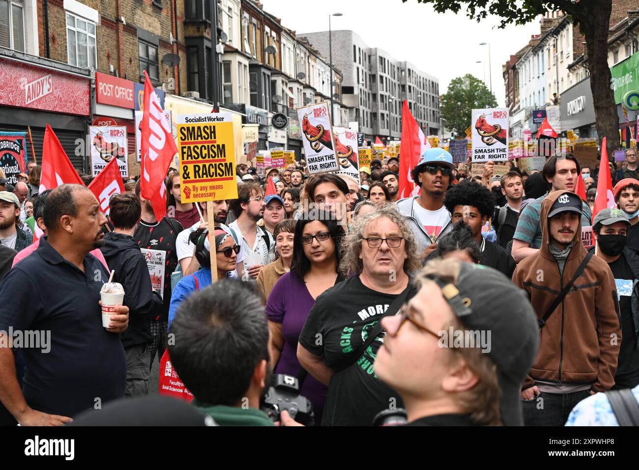 LONDON, ENGLAND: 3rd August 2024: Stand Up to Racism counter-protest ...