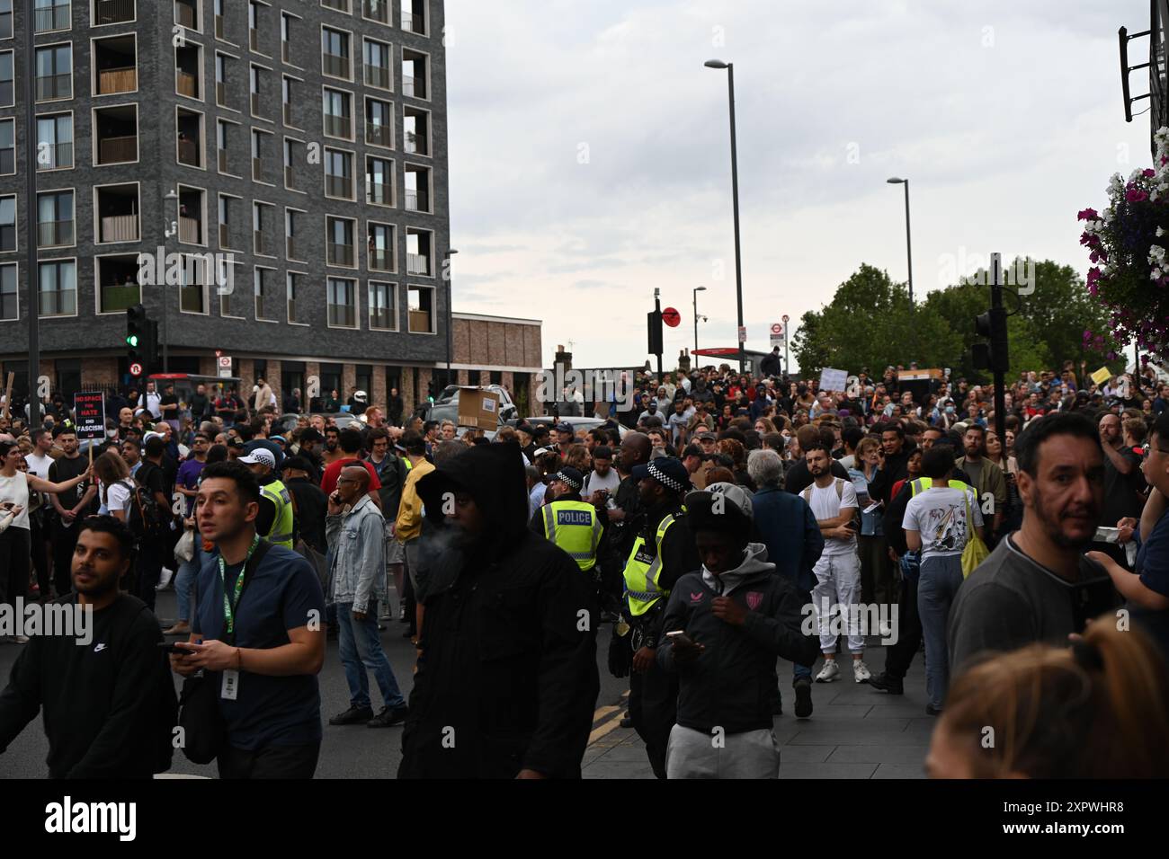 LONDON, ENGLAND: 3rd August 2024: A counter-protest Walthamstow has a ...