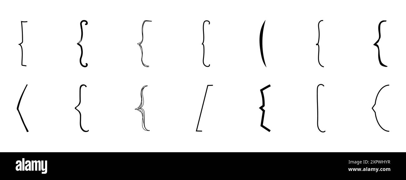 Brackets quote box frame sketch, brace border text parenthesis. Font ...