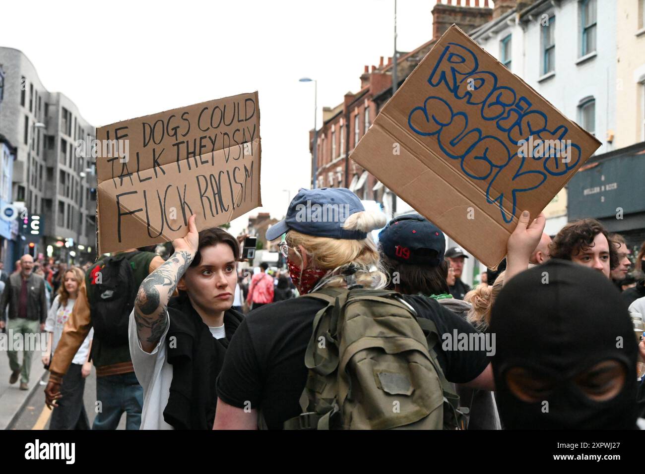 LONDON, ENGLAND: 3rd August 2024: Stand Up to Racism counter-protest ...