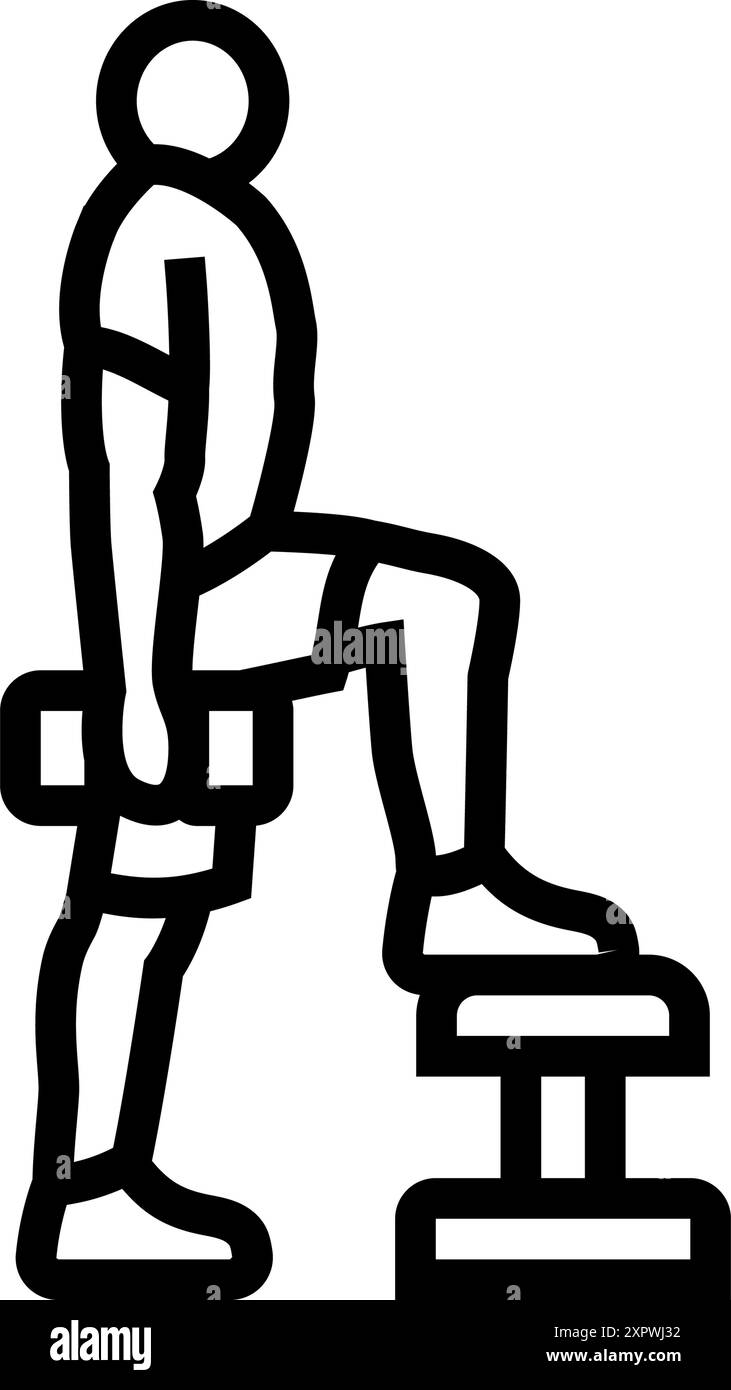 step ups fitness exercise leg line icon vector illustration Stock ...
