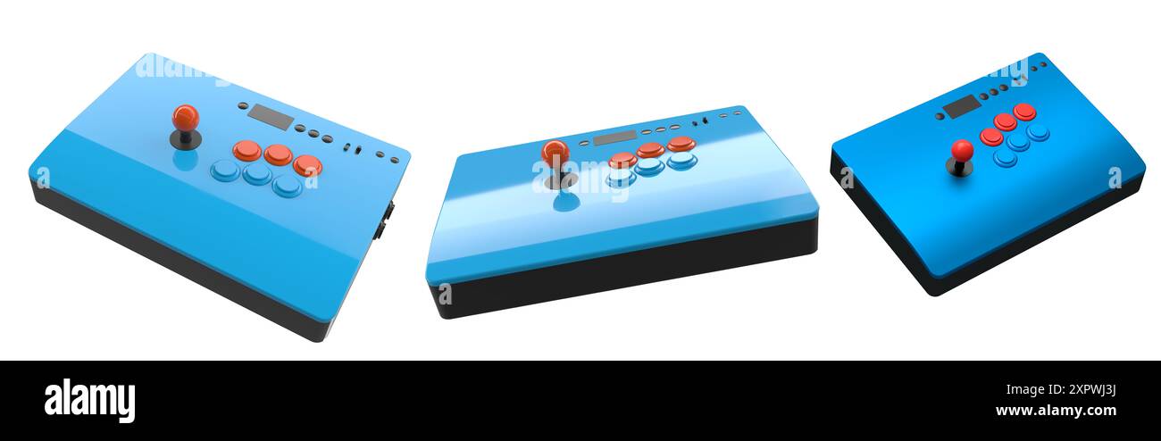 A set of arcade joysticks on isolated on white background with clipping ...