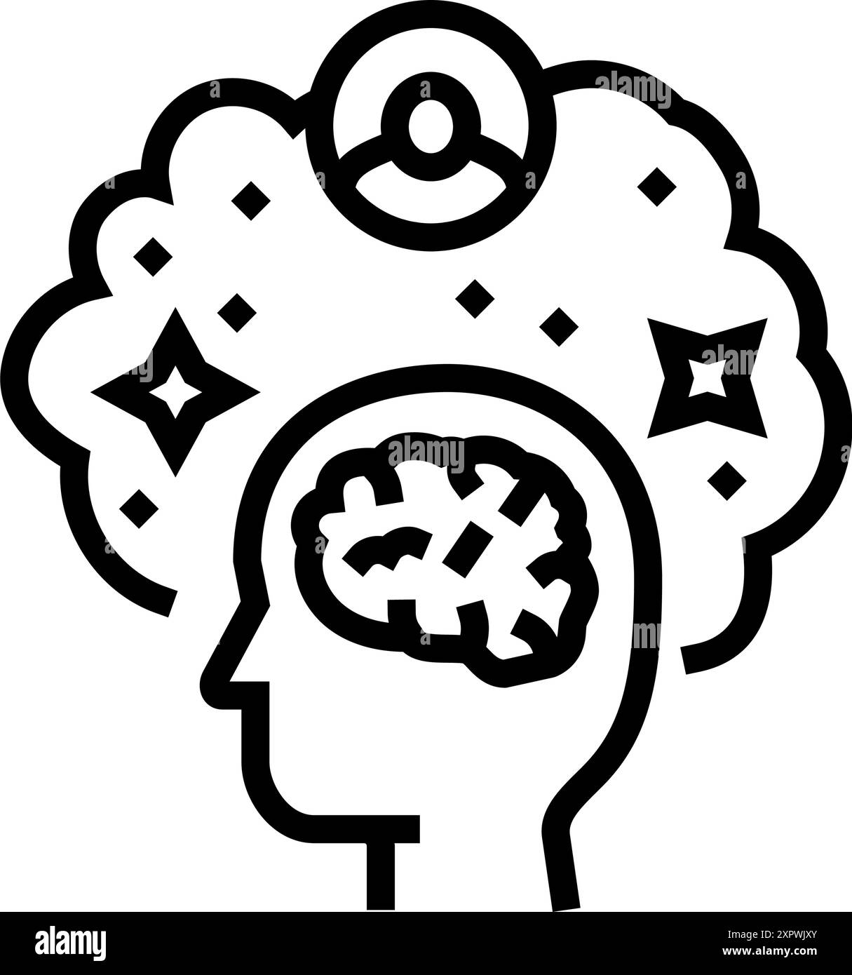 consciousness unsolved mystery line icon vector illustration Stock ...