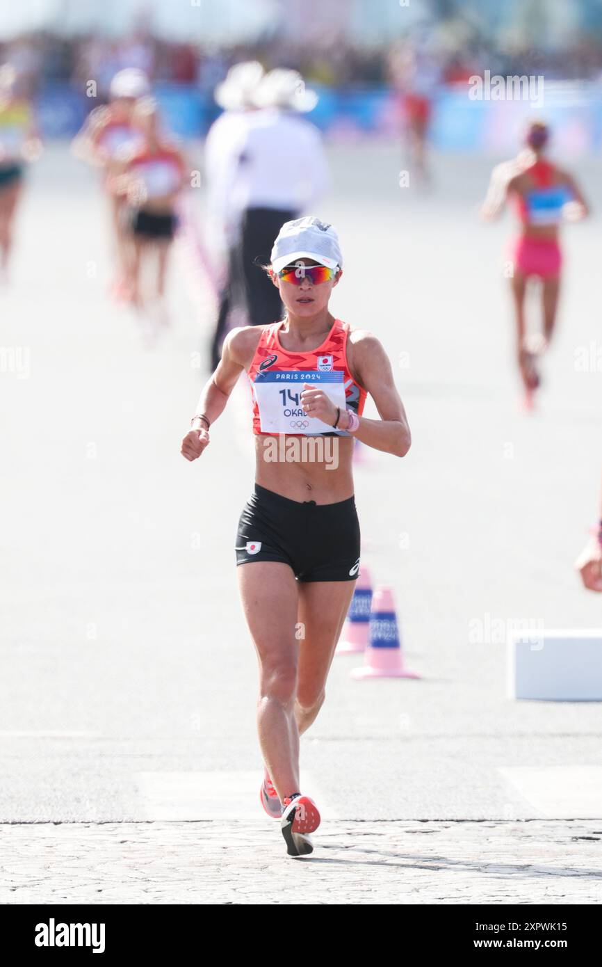 Paris, France. 7th Aug, 2024. Kumiko Okada (JPN) Race Walk : Mixed Walk ...