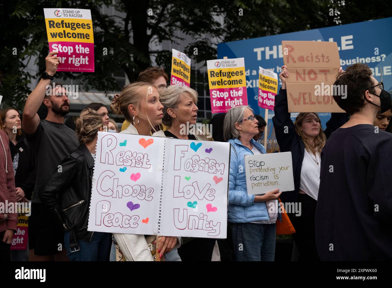 Hundreds of anti-racist protesters gathered in Brentford on Wednesday ...