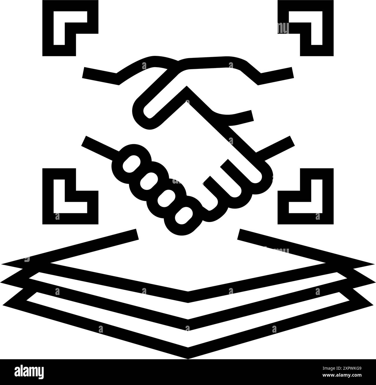 handshake virtual conference line icon vector illustration Stock Vector ...