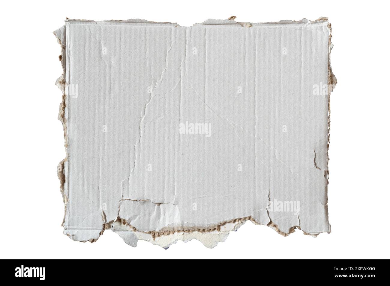 Torn white square-shaped cardboard paper on white background with ...